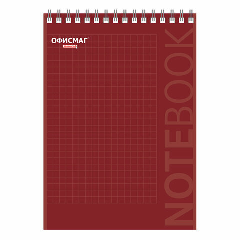 16 шт. Блокнот А5 146х205 мм, 80 л, гребень, картон, подложка, клетка, офисмаг, красный, 129869
