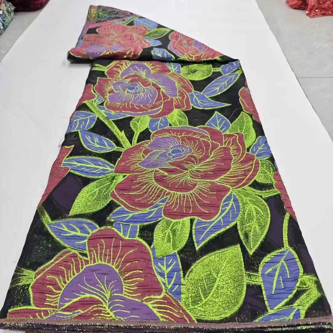 Африканская кружевная ткань полиэстер хлопок SZ582 5 ярдов, Color1