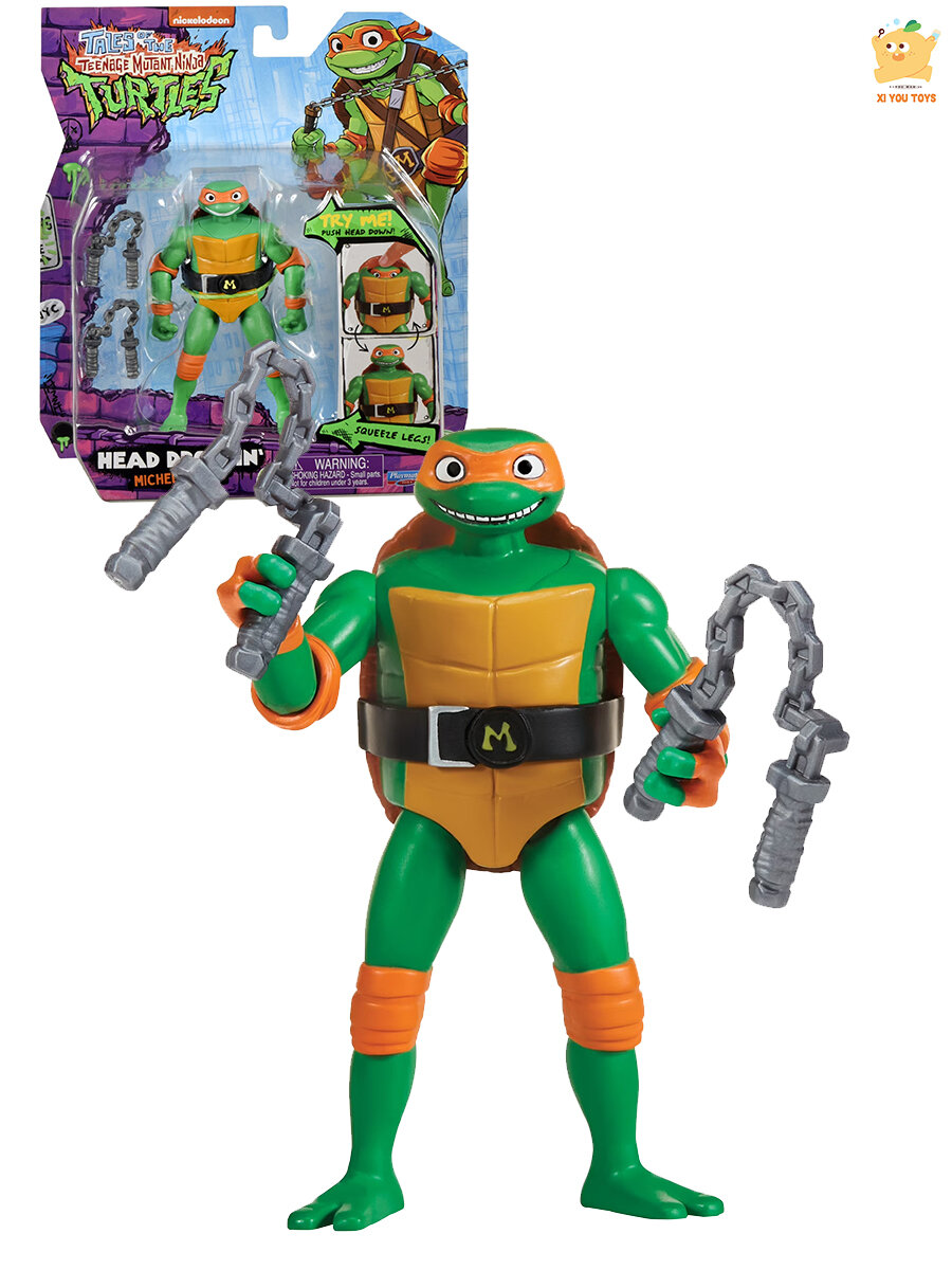 Tales of The TMNT Head Droppin' Michelangelo / Базовая Фигурка Микеланджело Из Серии Черепашки-ниндзя-подростки-мутанты 4,5 Дюйма, Подходит Для Детей От 4 Лет.
