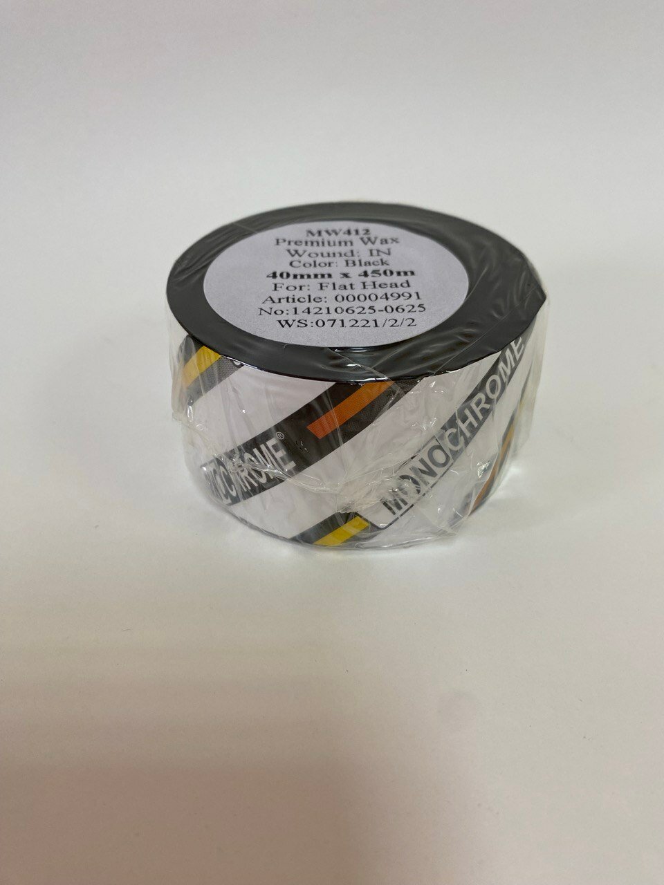Лента красящая термотрансферная Monochrome MW412, риббон 40мм х 450м, вт. 1", Wax Premium, IN