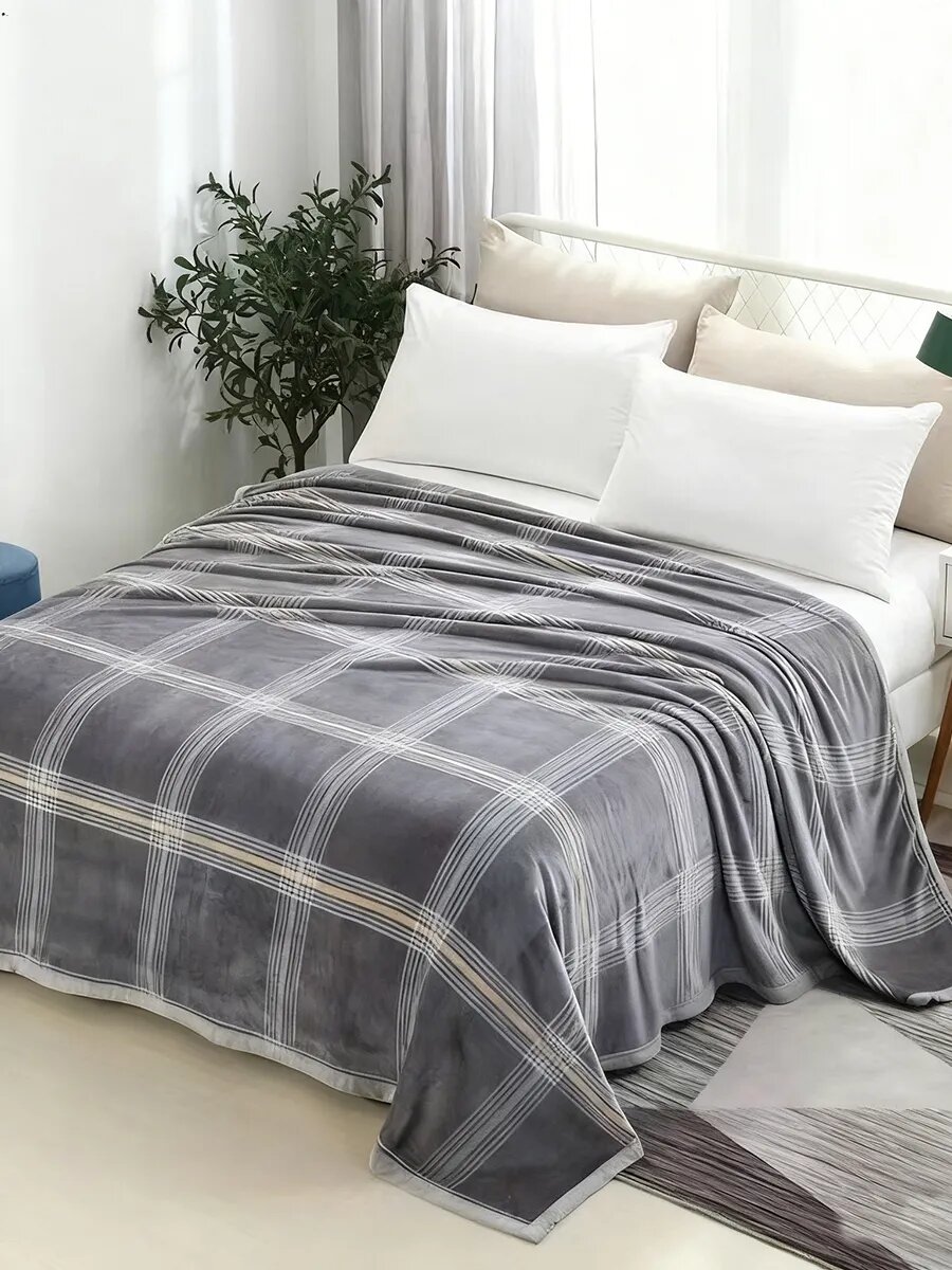 Плед 150х200 плюшевый на кровать Lindo