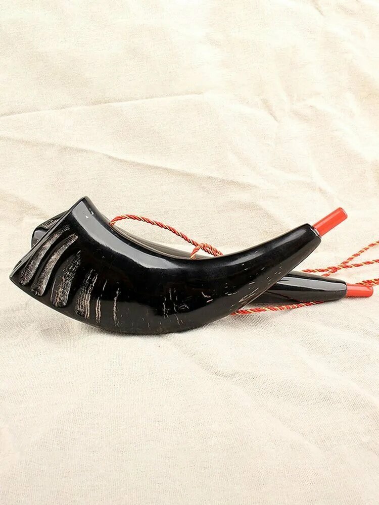 Большая боевая труба из черного буйволиного рога (20-25cm)