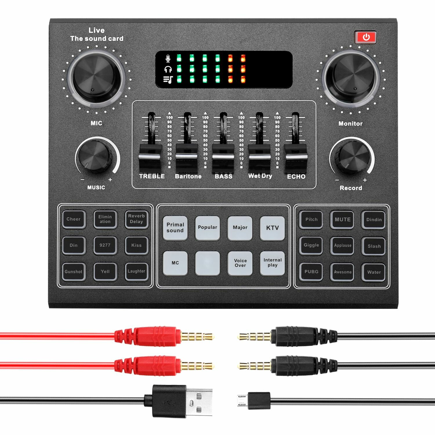 V9 Audio USB-гарнитура Микрофон Веб-трансляция Живая звуковая карта