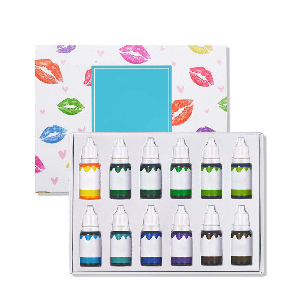12 бутылок 10 мл блеск для губ красители DIY жидкий пигмент блеск для губ краски для макияжа