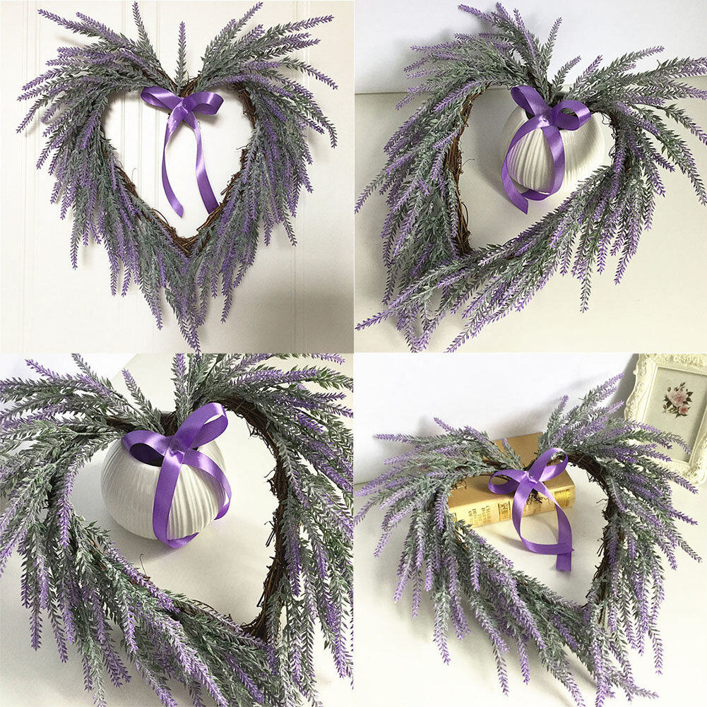 Лавандовый настенный венок в форме сердца для украшения домашней стены