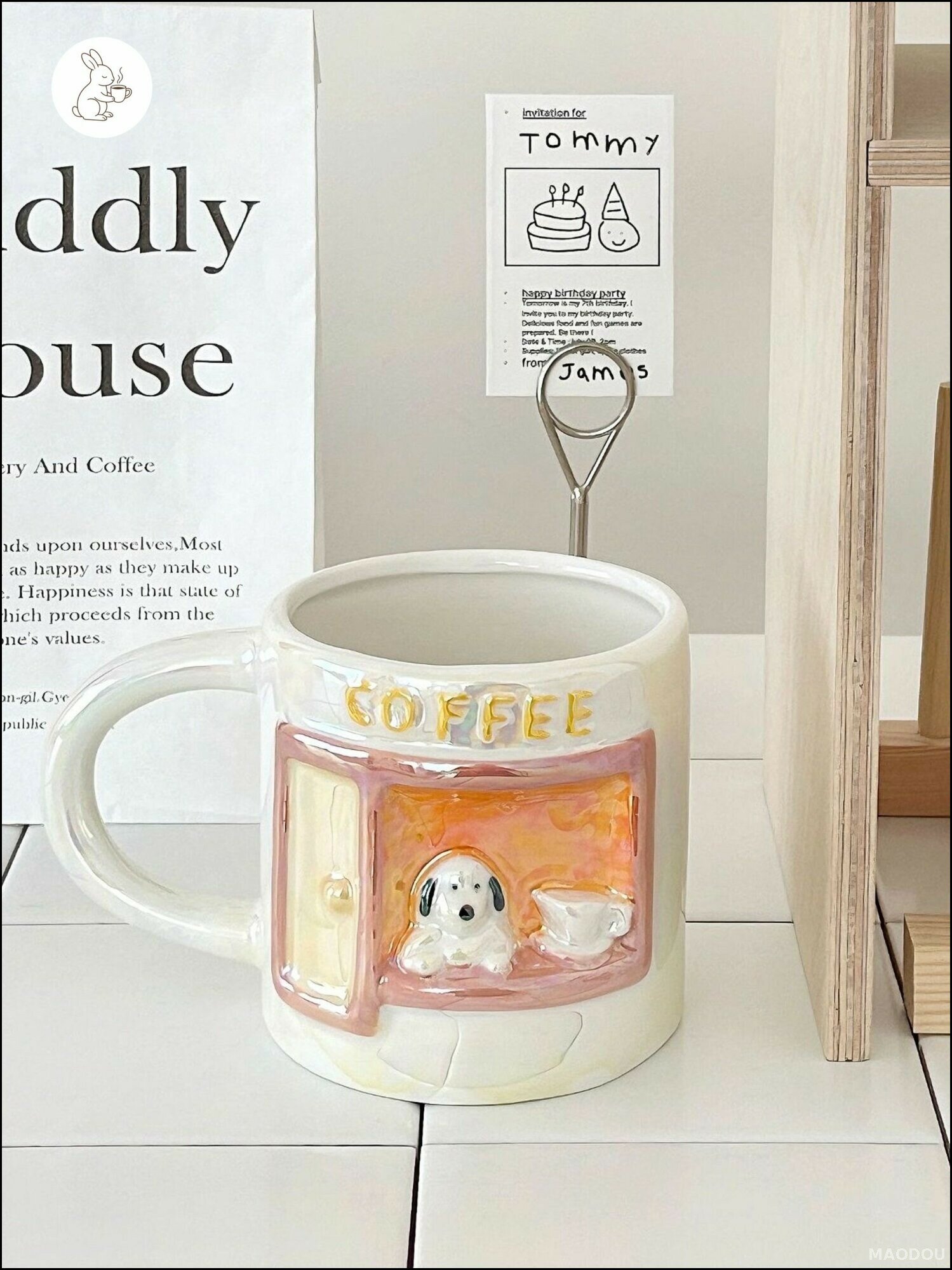 Белая керамическая кружка для чая и кофе с собачкой Pinterest, 300мл