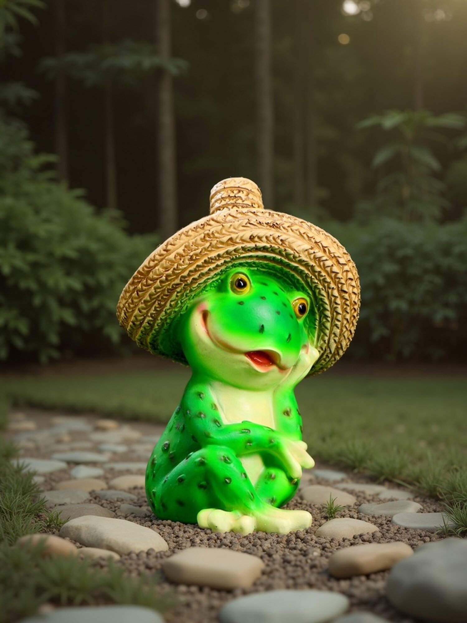 Садовая фигура Хорошие сувениры "Лягушка в соломенной шляпе", 11х12х16.5 см