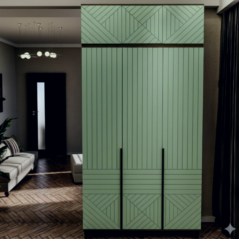 Шкаф распашной 3 створ. комбинированный С антресолью Палау 135,2х50х258см, Табак/МДФ Эвкалипт софт, петли с доводчиком