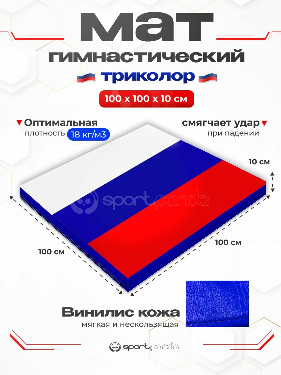 Мат гимнастический 1*1*0,1 м, винилискожа + поролон 18 кг/м3