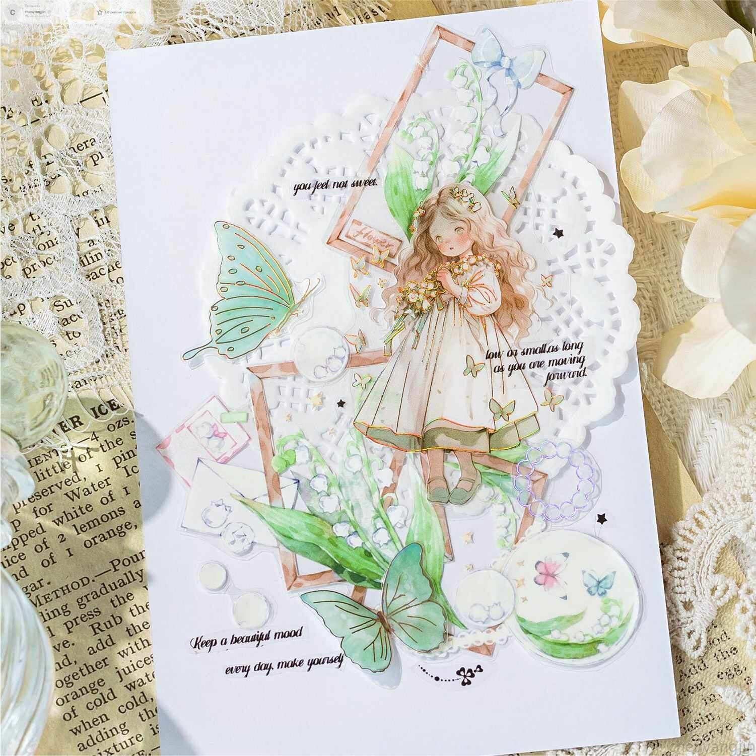 Набор наклеек, Mr.paper, 30 листа/уп, мотив мультяшной милой девочки, можно использовать для украшения альбомов для вырезок, чашек