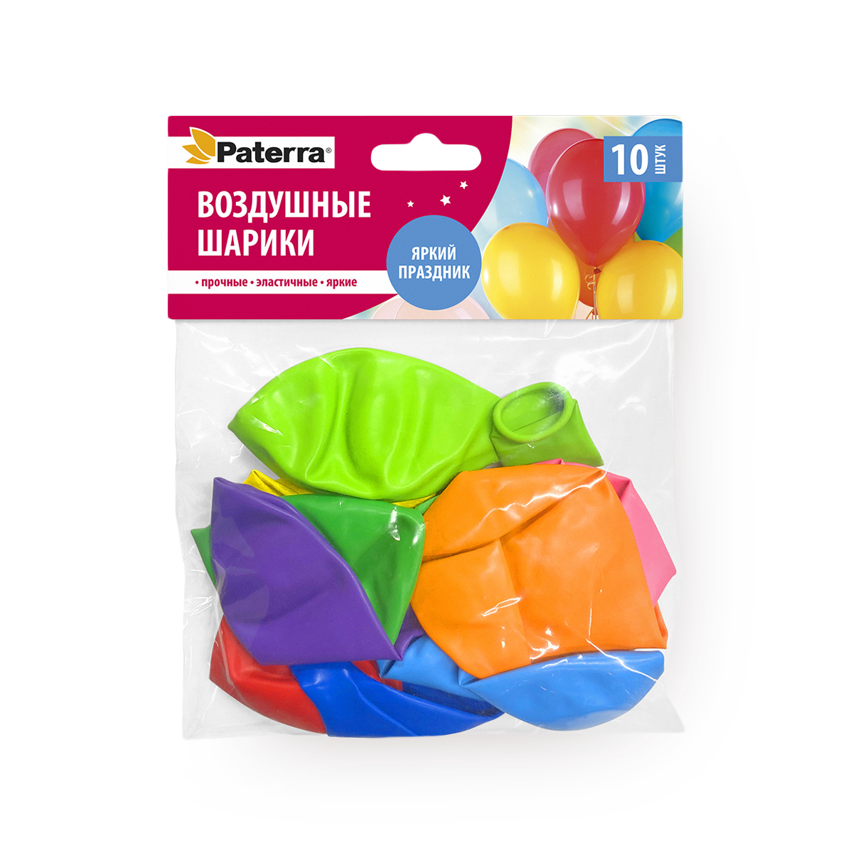 Набор воздушных шаров Paterra, круглые, 30см, 10шт, разноцветные