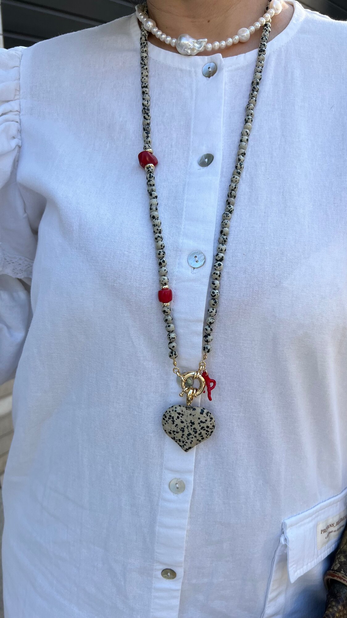 Колье, яшма, коралл