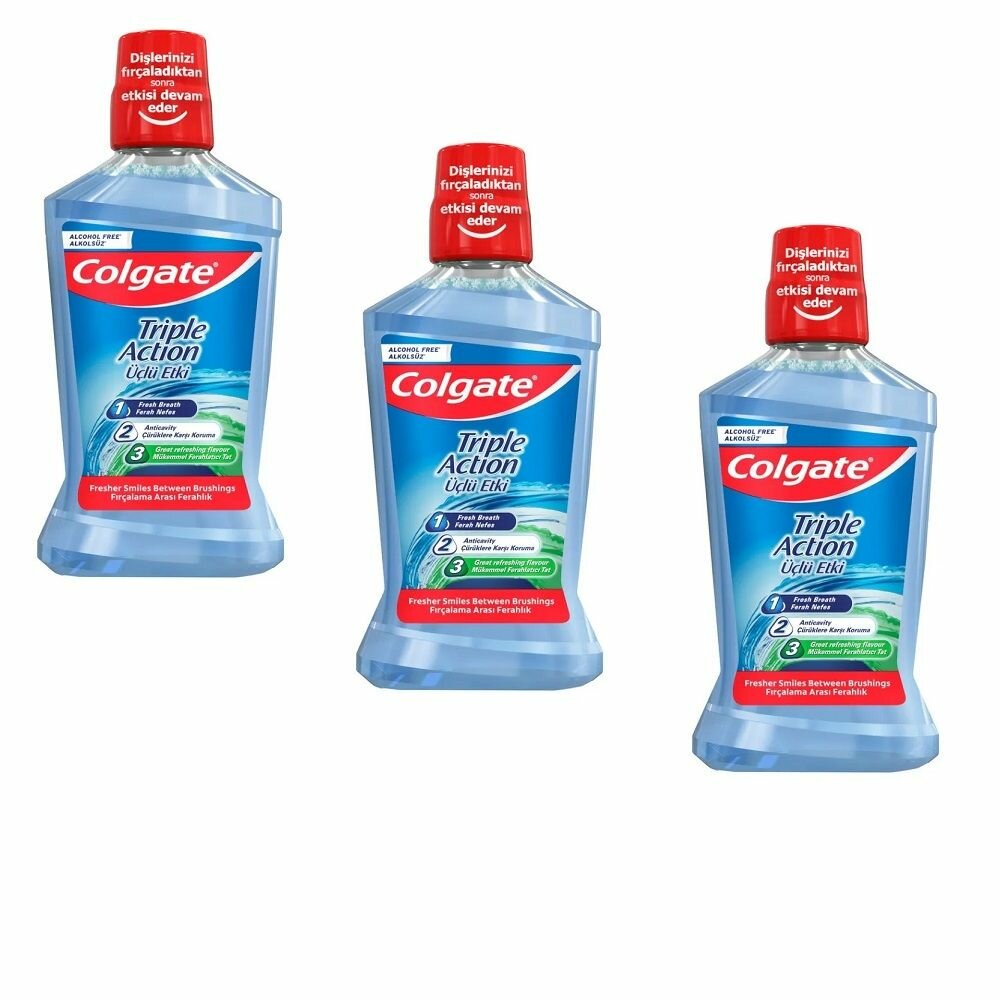 Ополаскиватель для полости рта Colgate Тройное Действие, антибактериальный, 500 мл, 3шт