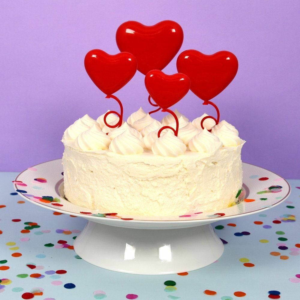 Набор топперов для украшения "Сердечки"4 шт. Размеры: 7,5х16 см, 6,5х15 см, 5,5х14 см, 4,5х13 см