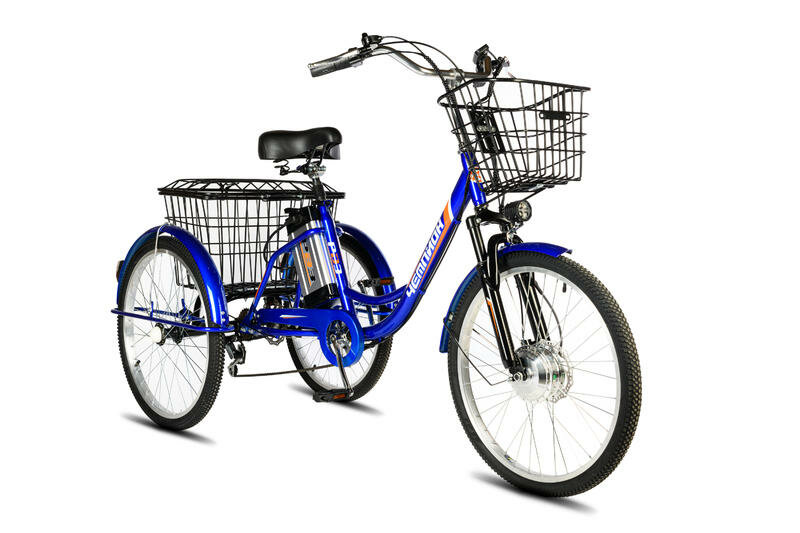 Электровелосипед 3-х колесный, РВЗ, Чемпион, 24", 6-ск, 250Вт, 10Ач, синий