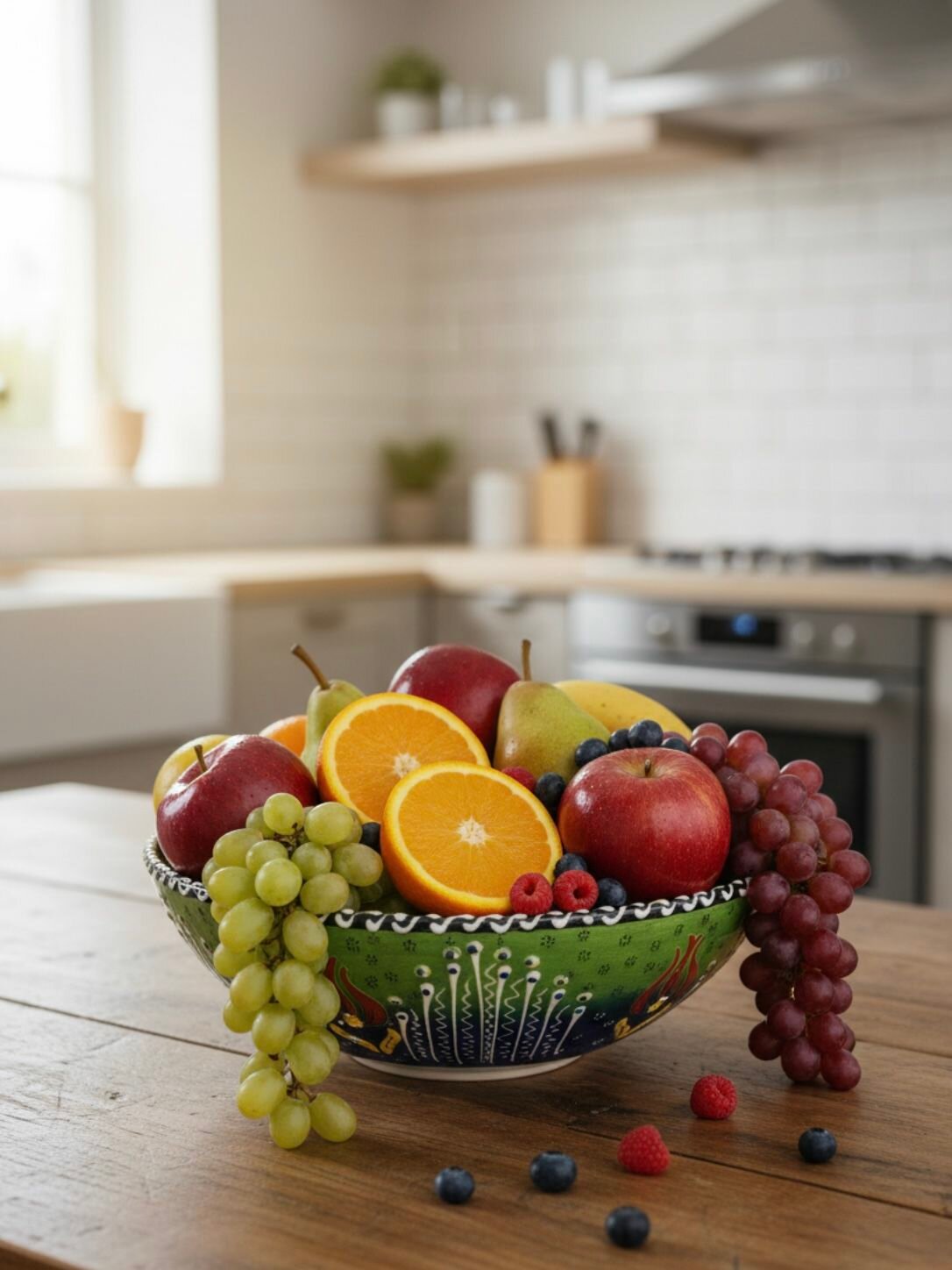 Ваза декоративная "Фруктовница Восточная сказка" D 26 см керамика ручная работа