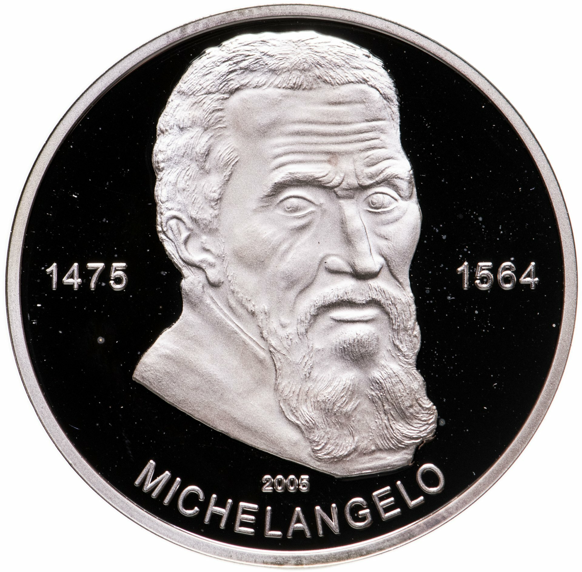 Конго 1000 франков 2005 "Микеланджело", Серебро 925, в сохранности Proof
