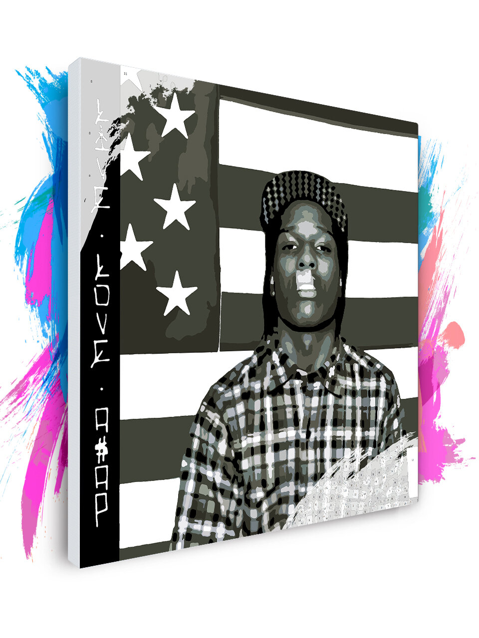 Картина по номерам на холсте Asap Rocky - Live. Love. ASAP, 90 х 90 см