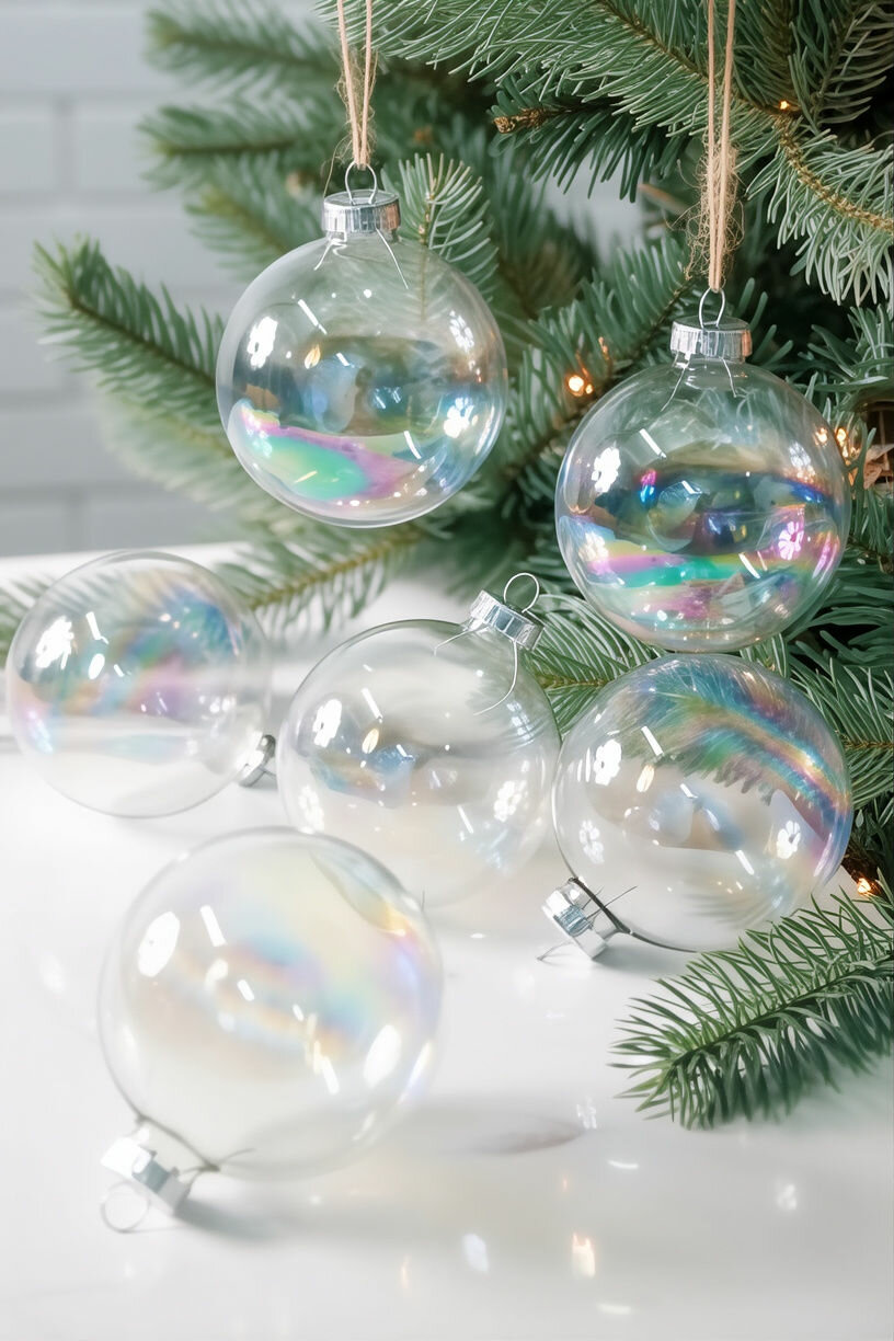 Набор стеклянных шаров прозрачный перламутр, 80 мм, 6 шт, Winter Deco 2000265