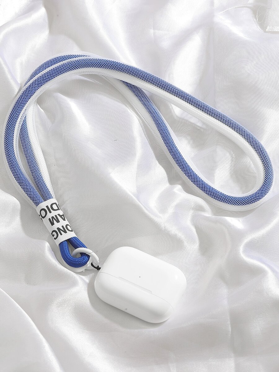 Сине-белый вязаный шнур для AirPods Pro 2/3 и AirPods 3/4, длина 85 см, универсальный стильный ремешок для наушников