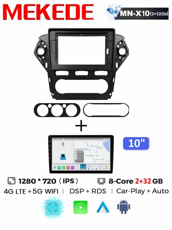 Магнитола 10.2" Mekede MN X10 Pro 2/32 Gb Ford Mondeo 4 2010-2014 carplay