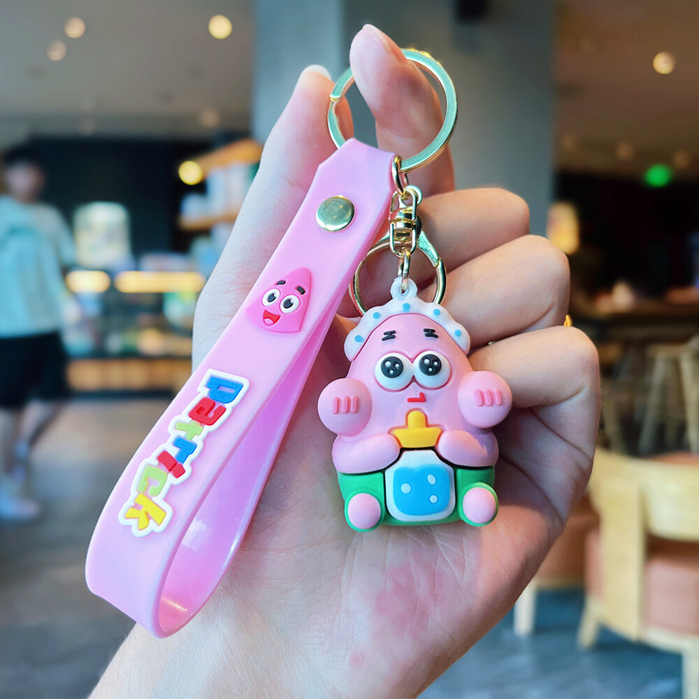 Брелок с мультяшным Губкой Бобом, милый кулон в виде куклы для сумки, кулон с мультяшным Патриком Старом в подарок, кулон с Губкой Бобом и детской бутылочкой.