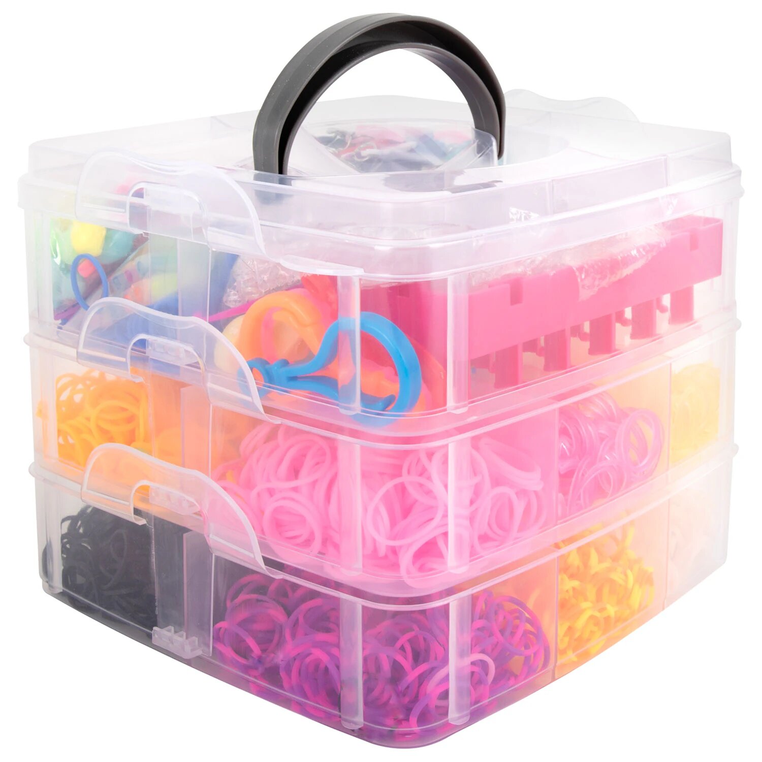 Набор резинок для плетения украшений 3 000 шт, 15 цветов, бокс, бусины, станок, BAMBOX (бамбокс), 665976