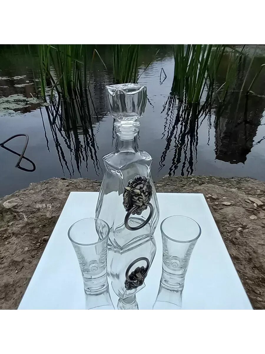 Графин скрипка большой Лев 500мл+ 2 стопки высокие 50мл