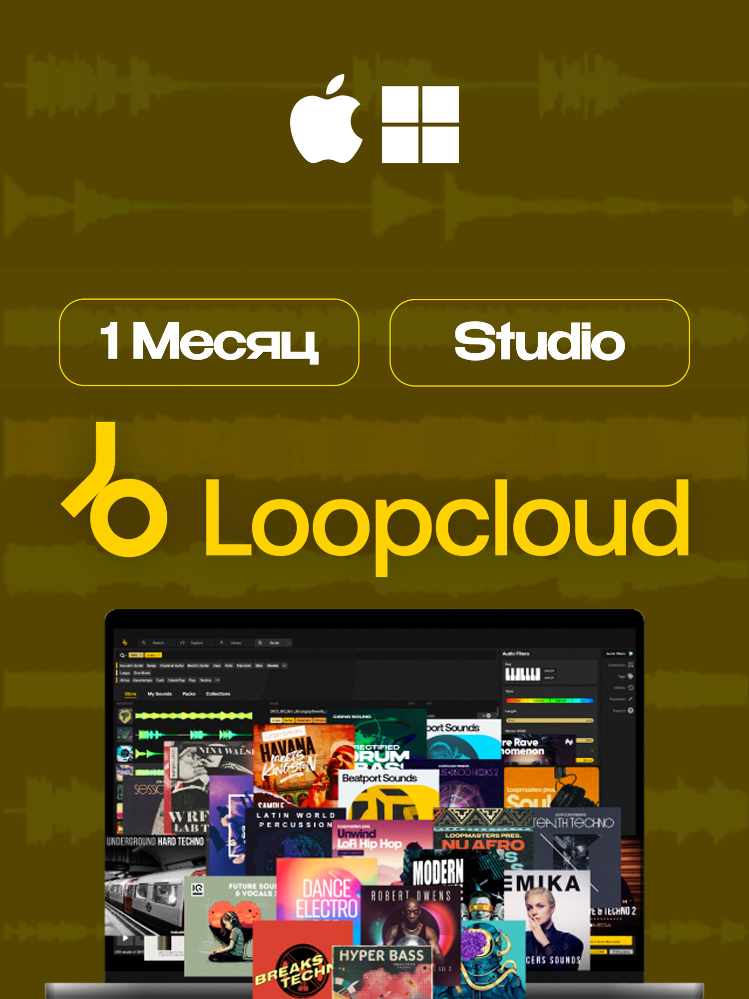 Подписка Loopcloud Studio на 1 месяц, 300 кредитов (Windows & macOS)