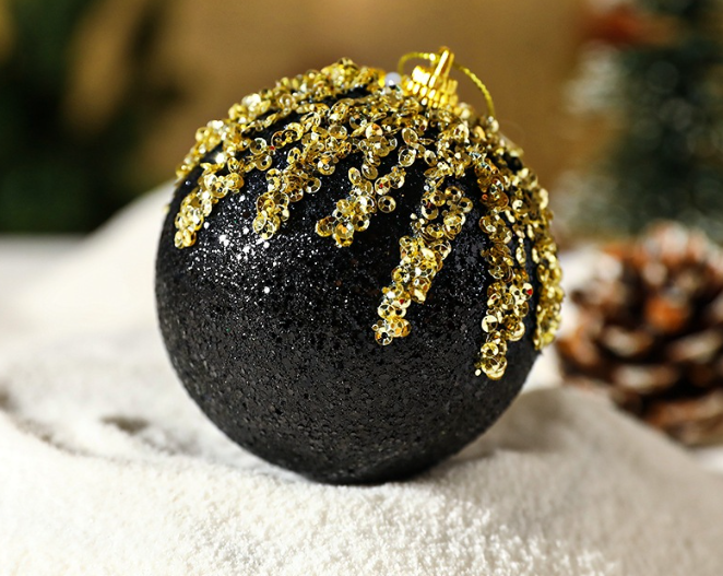 Рождественские украшения из высококачественной серии black gold, Раскрашенный шар,8cm