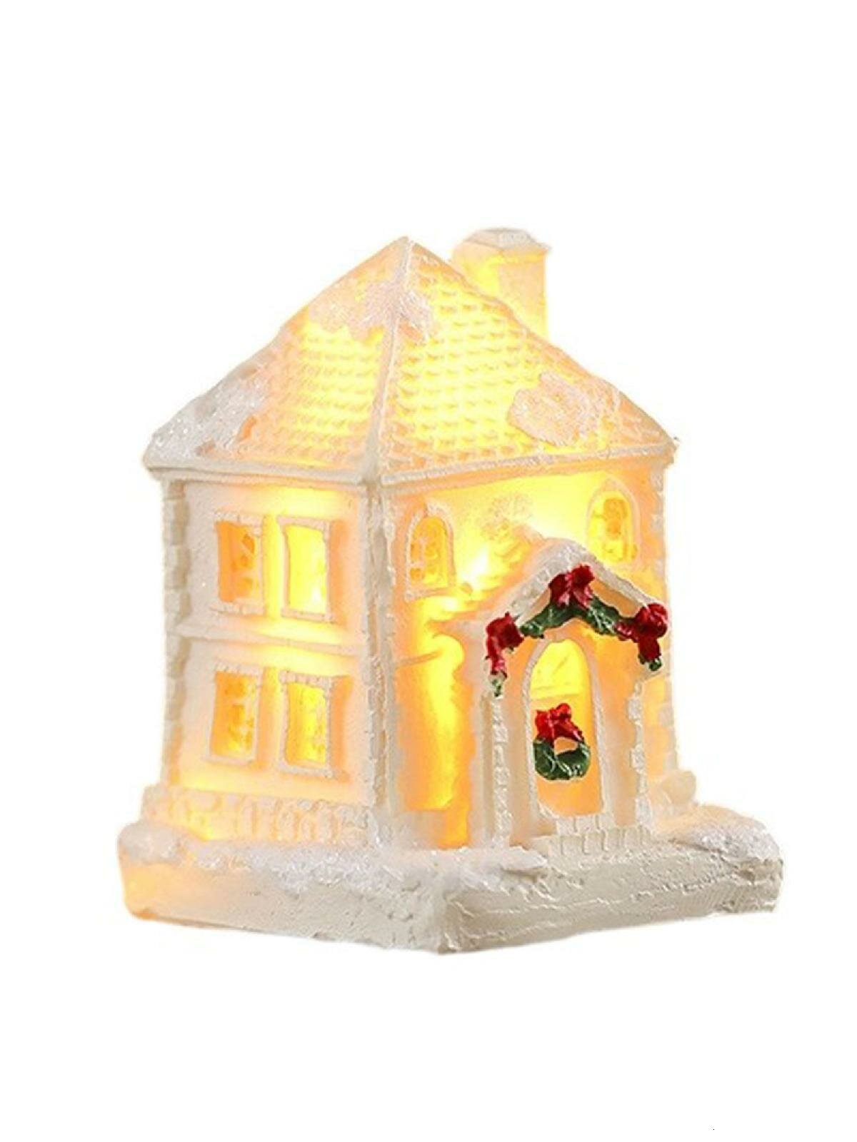 Освещение рождественских деревенских домиков из смолы, украшение дисплеев статуэток зданий