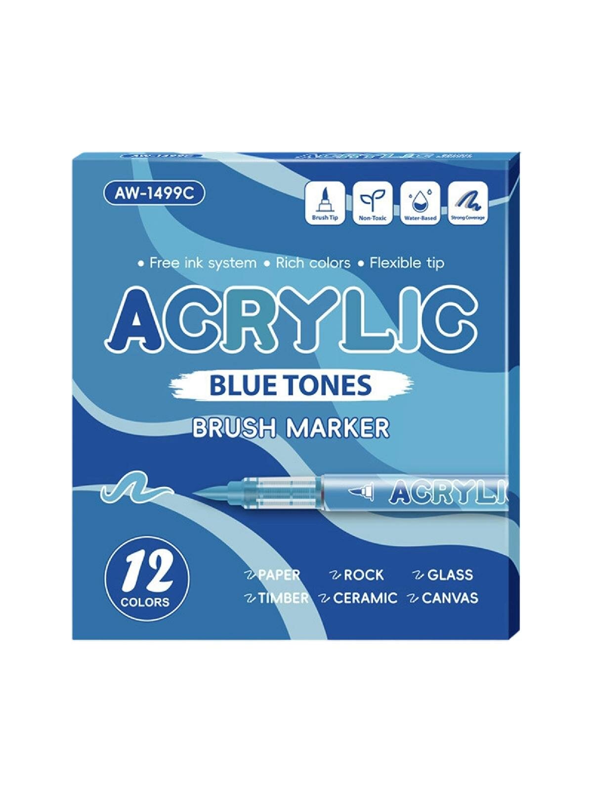 12-цветной жидкий акриловый маркер, мягкий кончик кисти, акриловая ручка для рисования