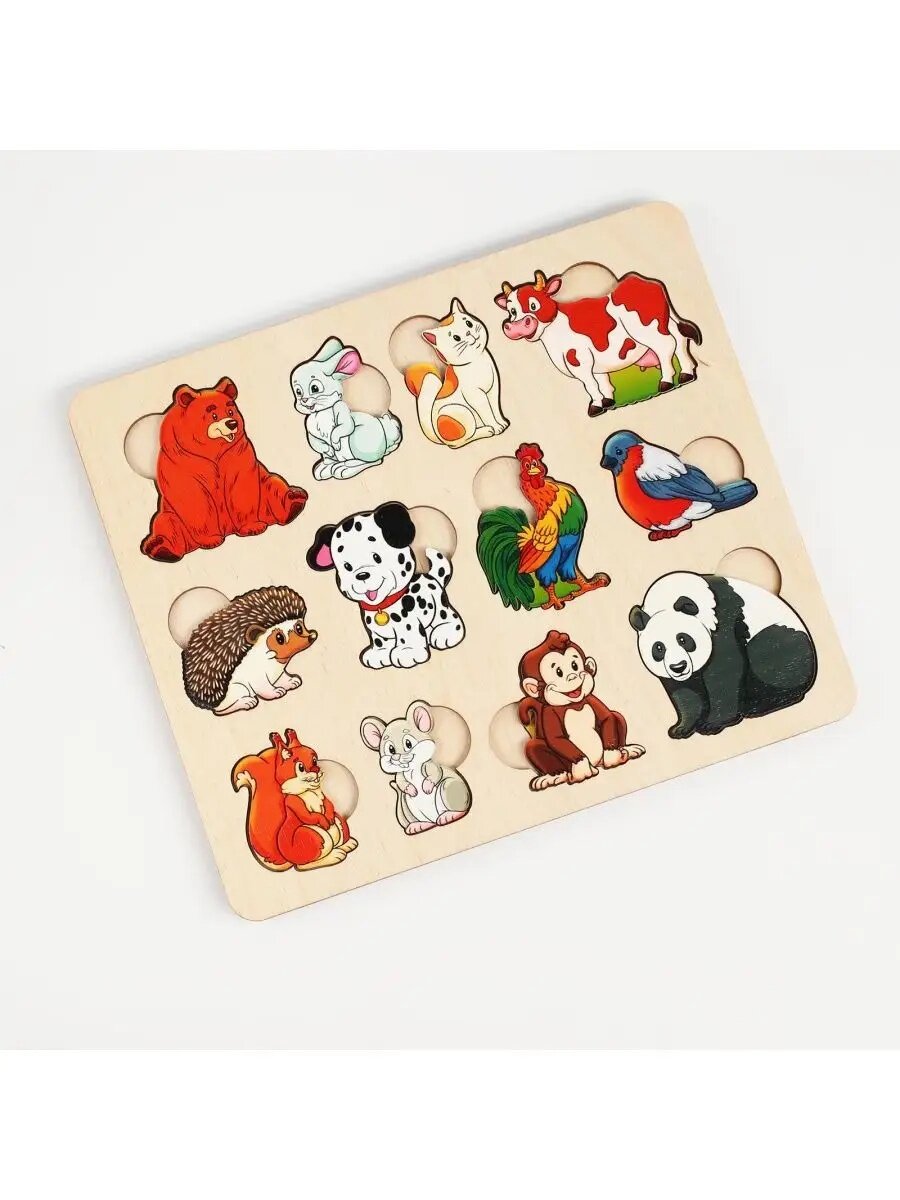 Рамка-вкладыш деревянная «Кто что ест», 12 деталей, Нескучные игры
