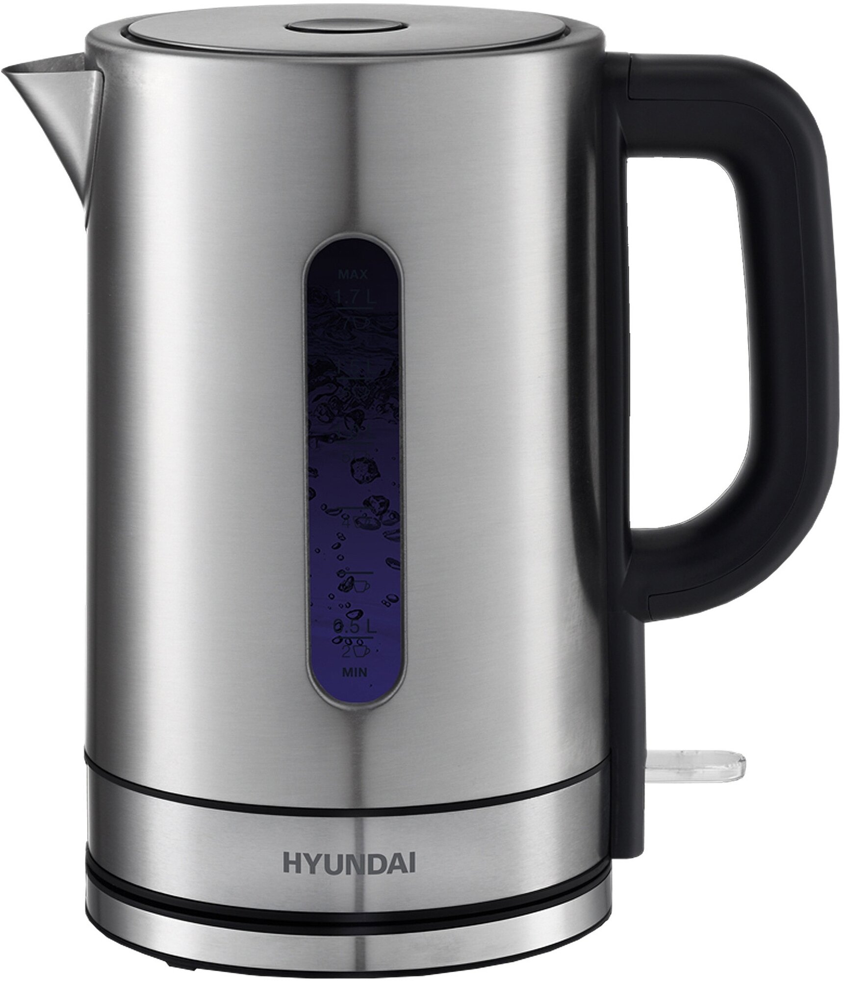 Электрический чайник Hyundai HYK-S2506, серебристый, металлический, 1.7 л, 2200 Вт