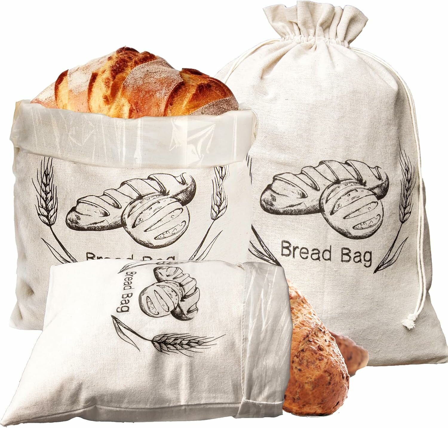 Льняные мешки для хлеба [упаковка из 3]