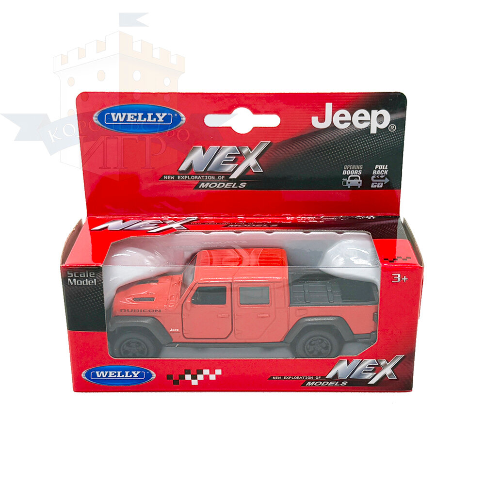 Машинка Welly Jeep Gladiator, оранжевый, 1:38, арт.43788W-M, инерционная