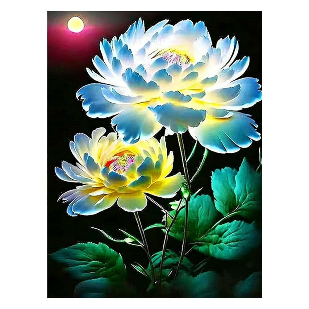 Алмазная мозаика большая картина "роза" 30х40 см со светящимся в темноте стразами и 5Д элементами