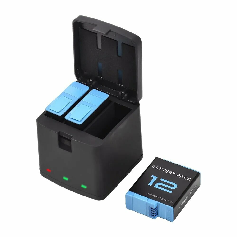 3 шт. аккумулятора 1800 мАч + зарядное устройство 3 слота USB для GoPro Hero 12/11/10/9