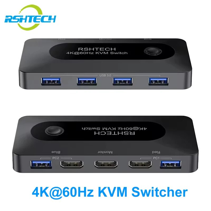 RSHTECH USB 3.0 KVM-переключатель 4K HDMI 2 компьютеров