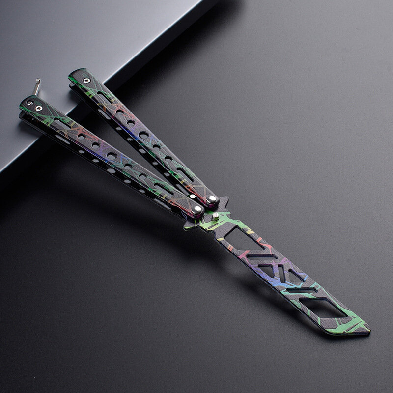 Нож для тренировки бабочки, не заточенный, периферия CSGO, для начинающих, складной, многофункциональный, с поворотной ручкой, полностью стальной, стильный нож-бабочка