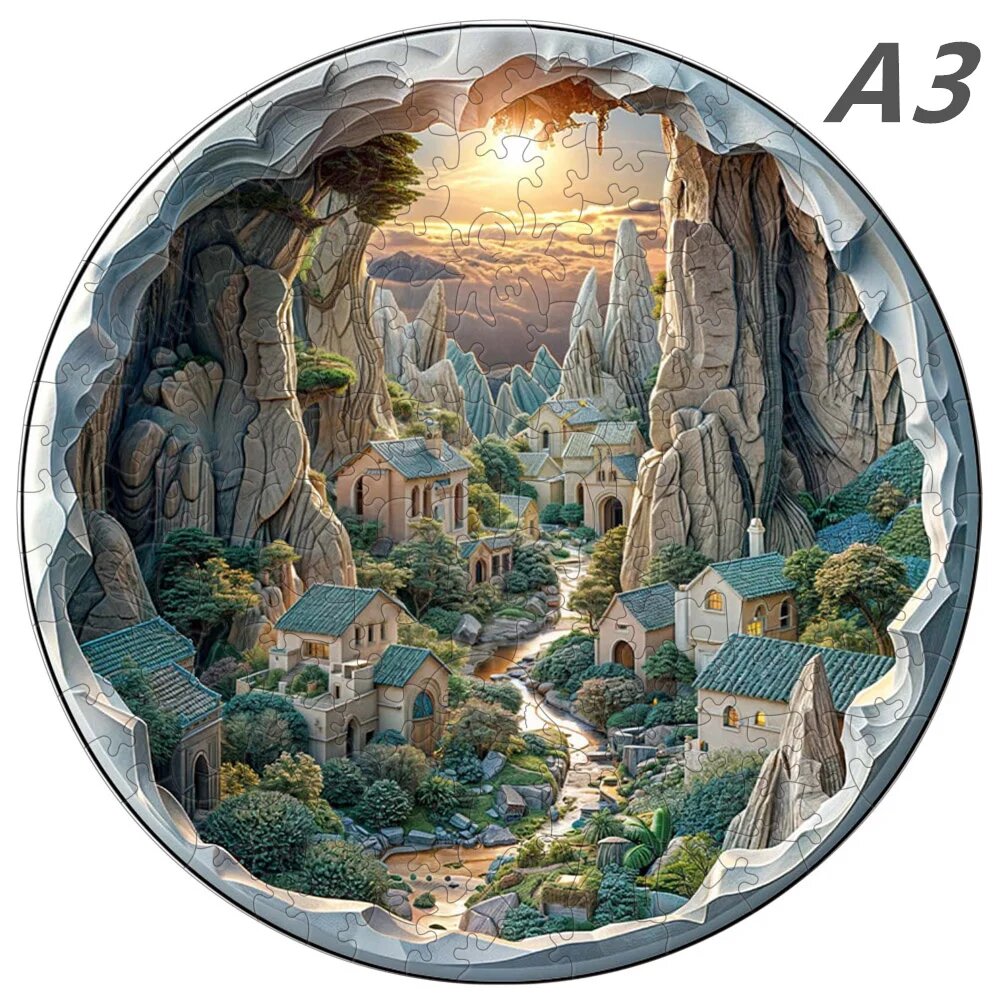Пазл A3 "Скрытый город в горах", 3D, TT-YPAN-6204-A3-b