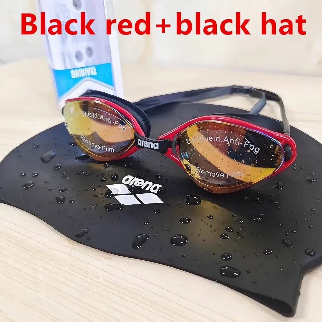 Arena профессиональные очки для плавания UV400 Черный, Black Red