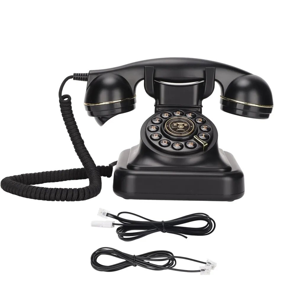 Aoaishe Black Retro Rotary Dial Telephone Vintage Landline Telephone Classic Old Fashioned Telephone for Home Office