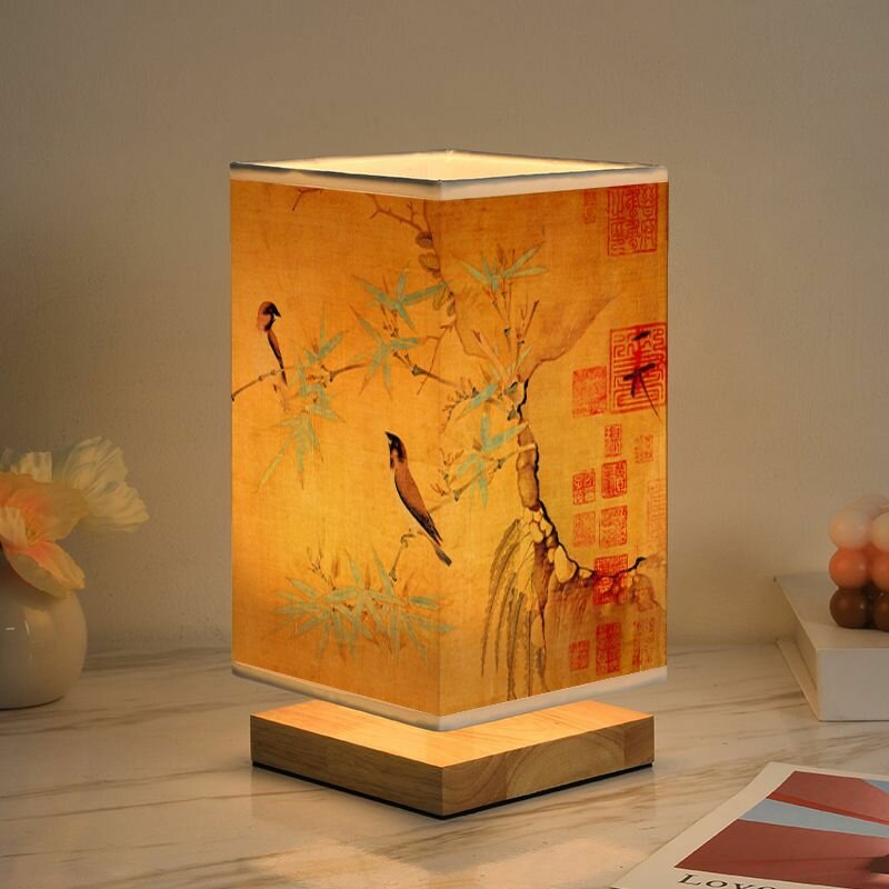 Ночник в китайском стиле, настольная лампа с каллиграфией, прикроватная лампа с тонкой золотой рамкой, в ретро-стиле, простая и старинная, подходит для спальни и кабинета, элегантный ночник.