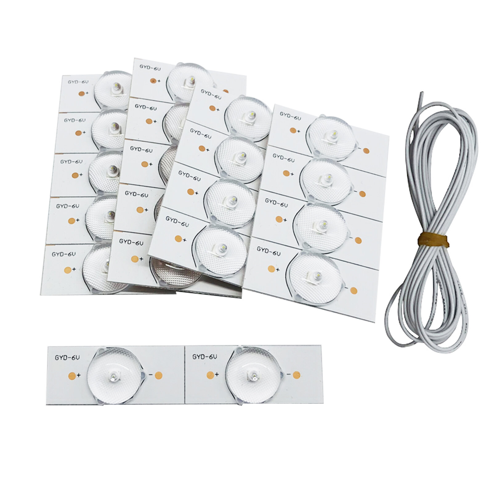 20PCS Белые 6V SMD Ламповые Заридки с Оптической Линзой Фильтром и 2M Проводом для Ремонта LED ТВ 32-65 Дюймов Детали Аксессуары Светодиодной ленты