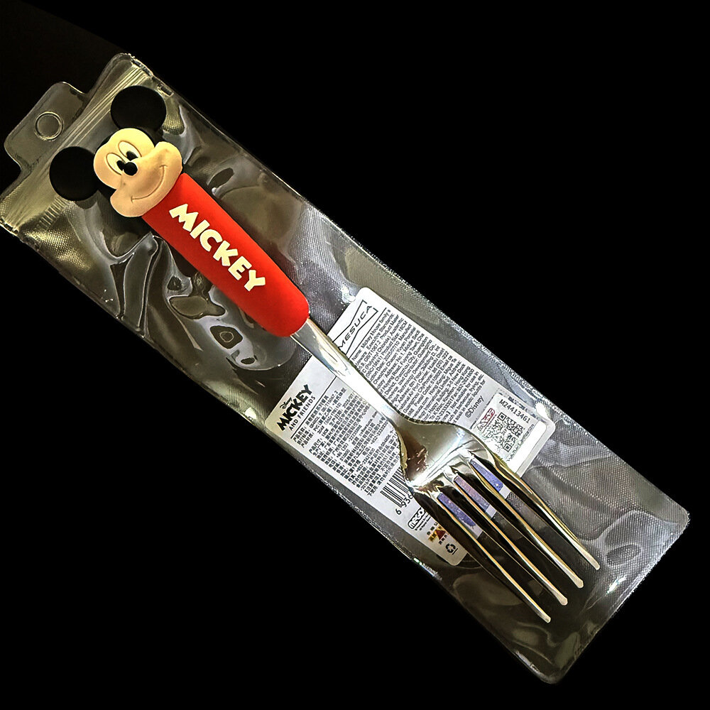 Силиконовая голова ложки и вилки Disney Winnie, нержавеющая сталь, детская ложка и вилка, фруктовая вилка, новая продукция, оптовая продажа ложек