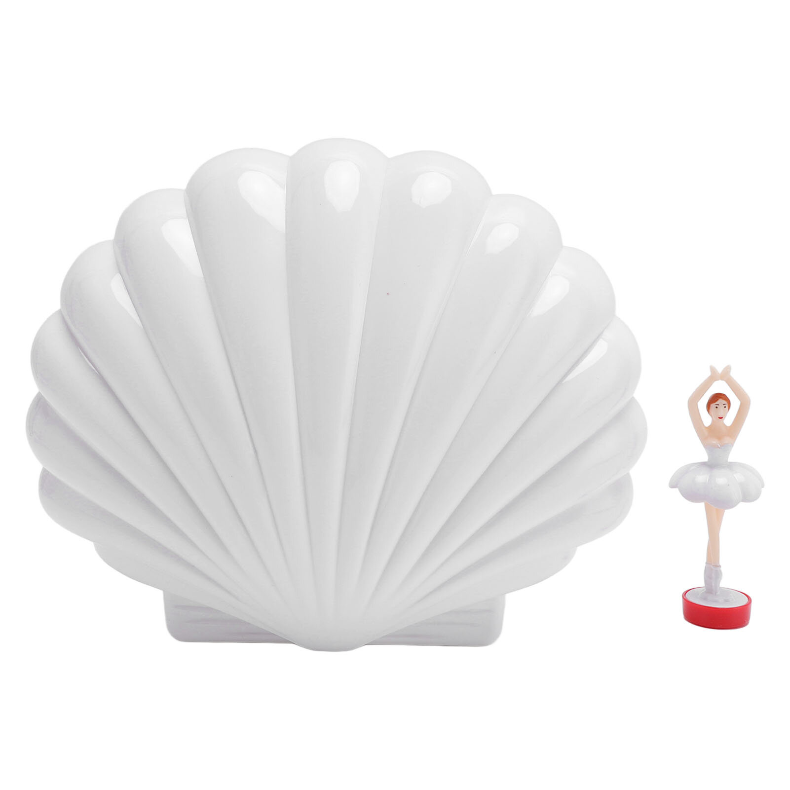 Музыкальная шкатулка для украшений в милом стиле ретро в форме ракушки с зеркальцем для макияжа, детская шкатулка для украшений для девочек, белая.