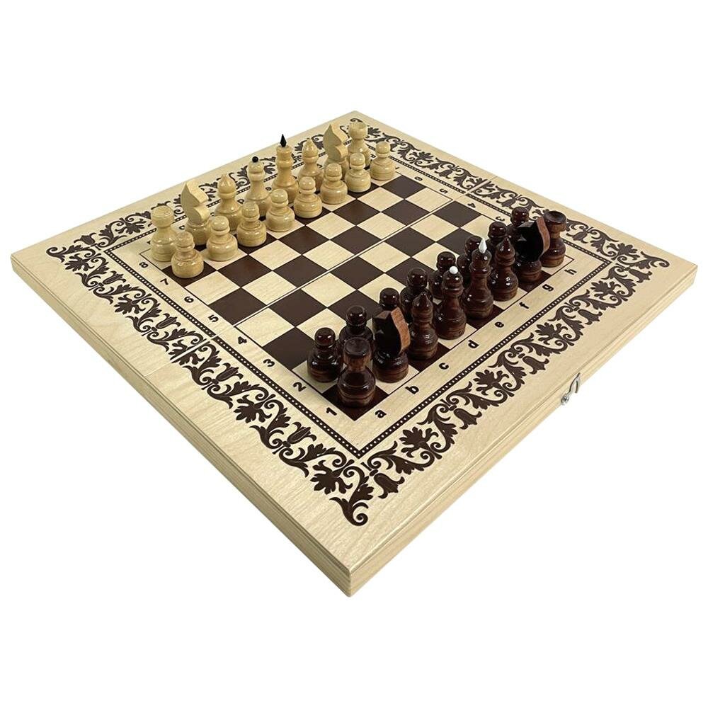 Шахматы + Шашки + Нарды "Кировские" (Россия, дерево, 40х20,5х5 см) 62372 Ладья-С