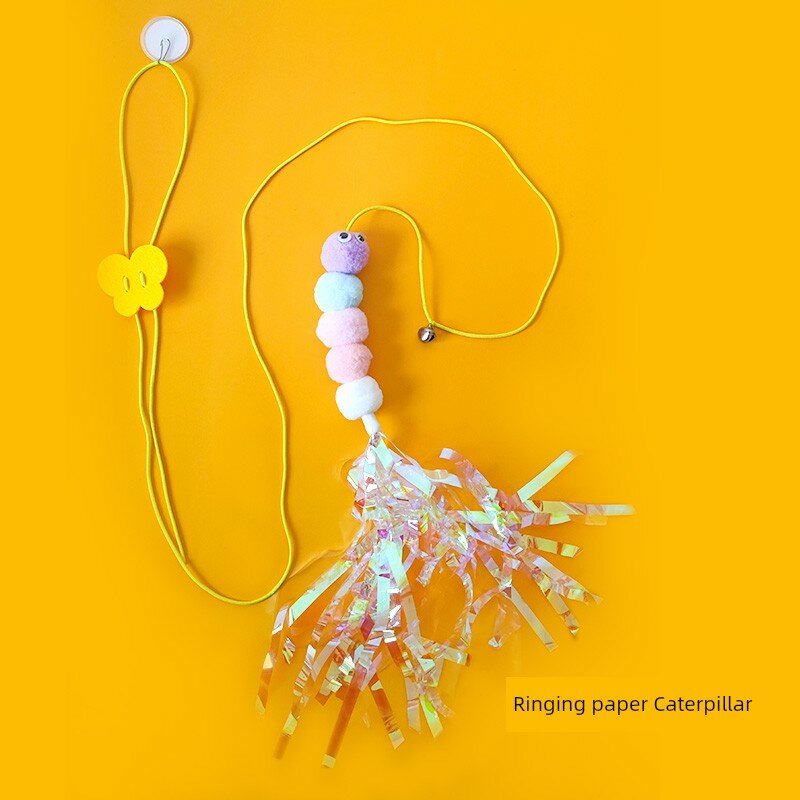 Шуршащая игрушка-гусеница для кошек с присоской, висячая игра на потолке, интерактивная кошачья игрушка