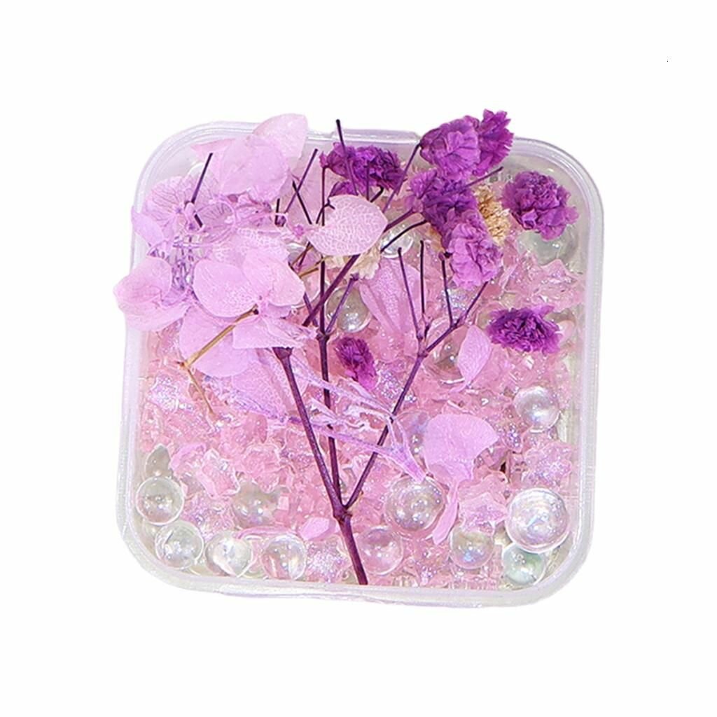 Художественная композиция из сухоцветов в смоле с камнями и жемчугом, - 1